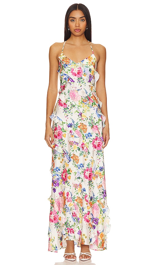 KHAITE Taja Floral Chiffon Slip Dress